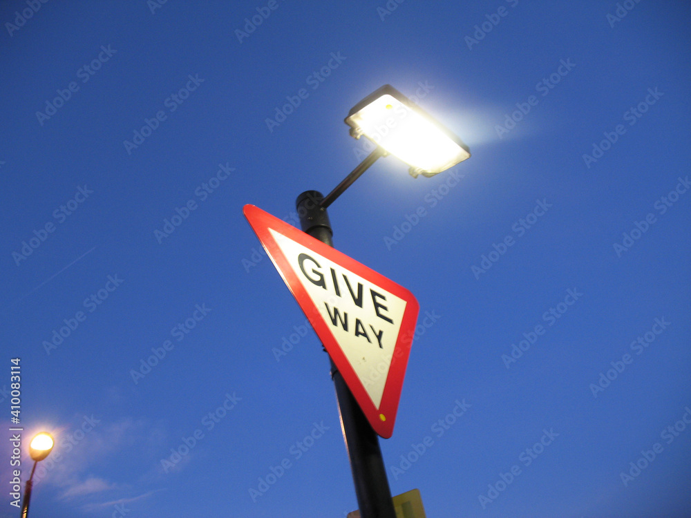 give way road sign Stock Photo | Adobe Stock