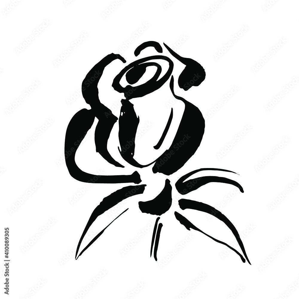 Vector flower logo. Floral background. Calligraphy ink. Stylized ...