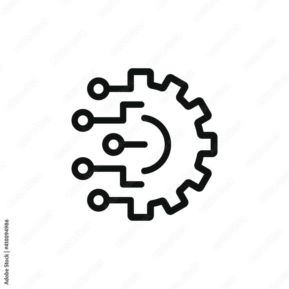 Digital technology gear icon concept isolated on white background ...