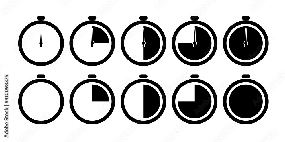 Set of timer vector icons on transparent background. Time vector icons ...