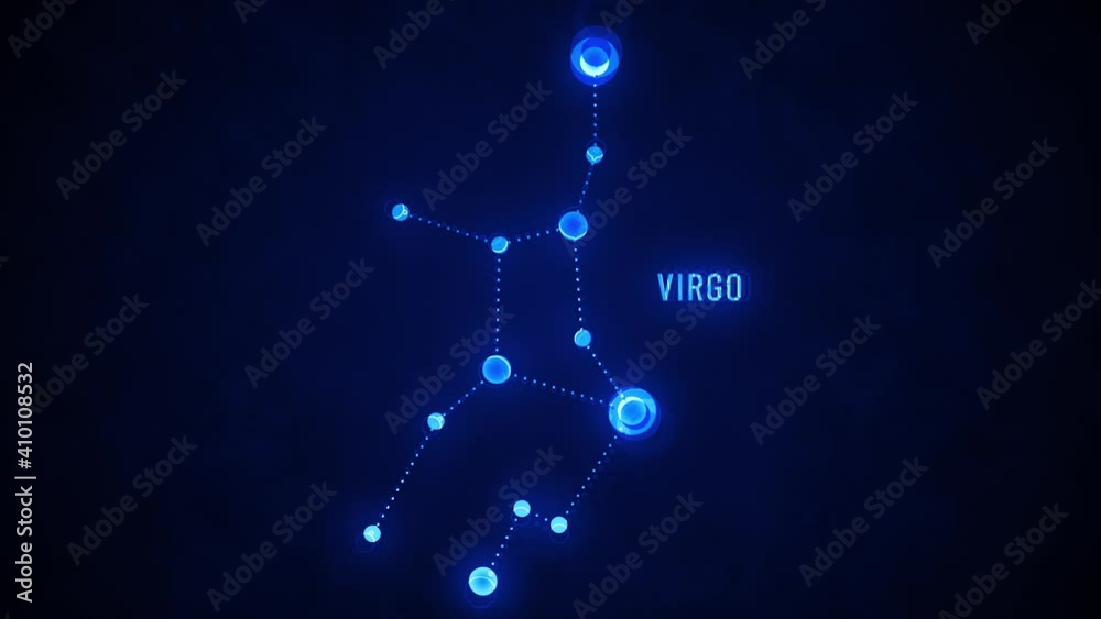 Virgo Zodiac Signs Constellations Background/ 4k animation of a zodiac ...