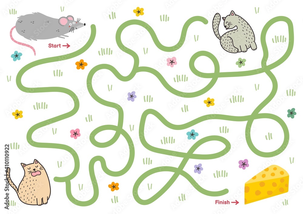 Help the cute mouse find the correct way to cheese. Maze puzzle for ...