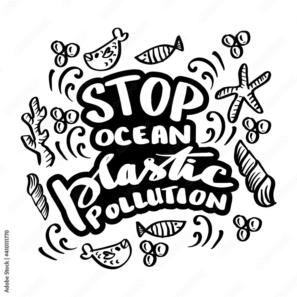 Stop Ocean Plastic Pollution Ecological Poster Stock Vector Adobe Stock