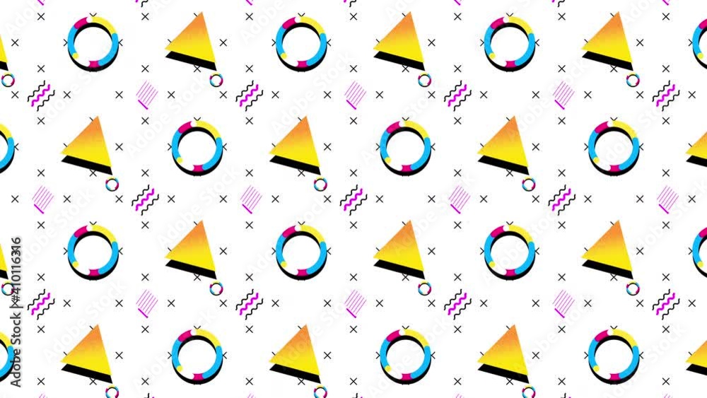 90's retro style animated looping background. Classic 90s geometric ...