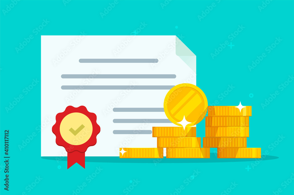 Investment bond or stock obligation document with seal stamp and money ...