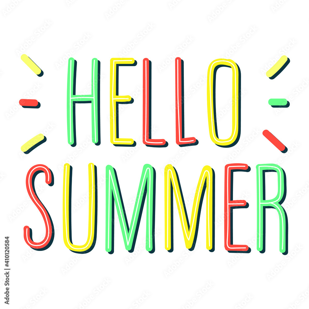 vector trendy handwritten typeface composition "hello summer" isolated ...