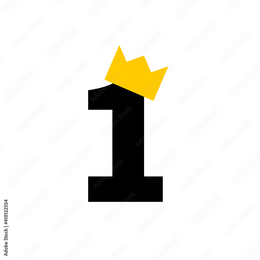 Birthday number one with crown icon. Clipart image isolated on white ...