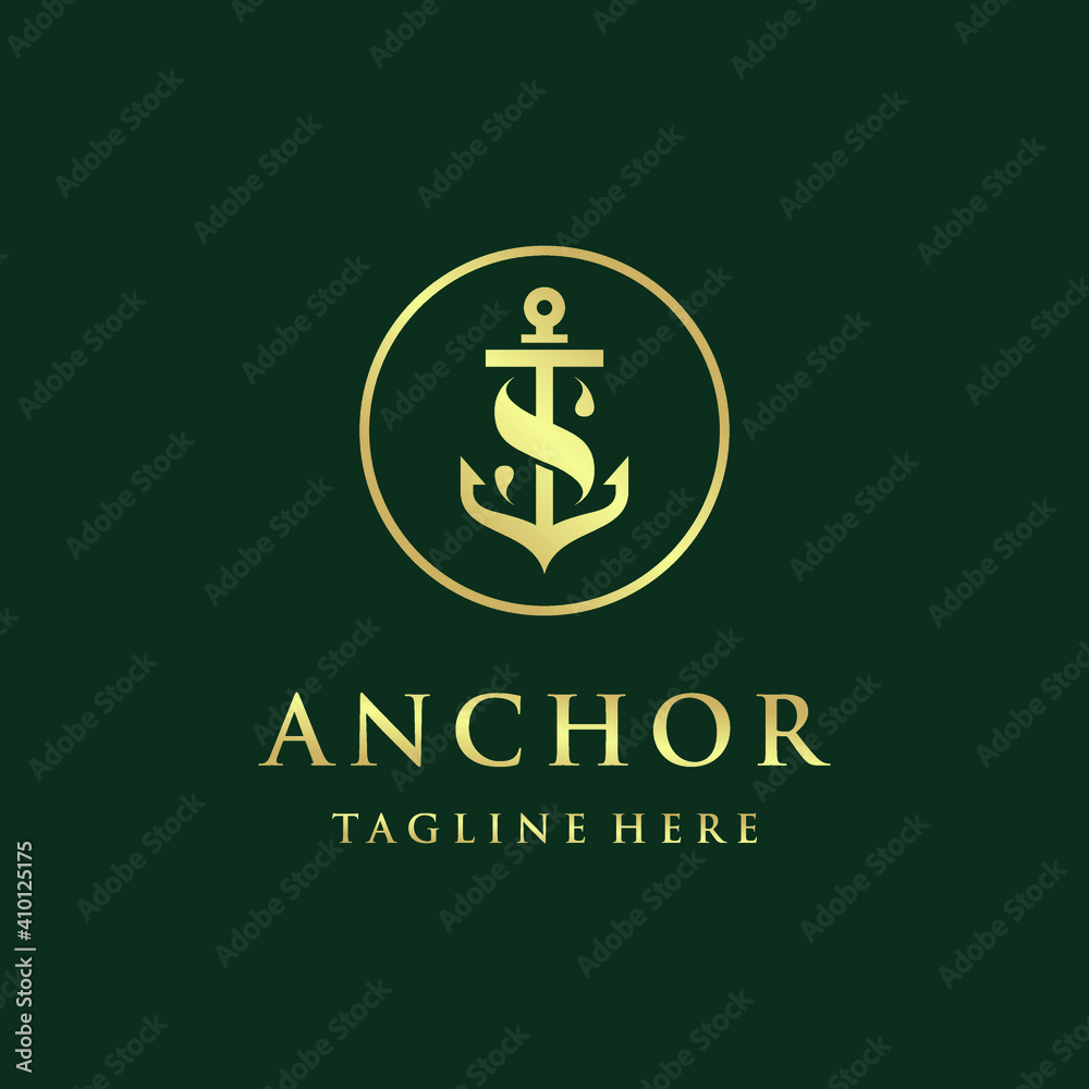 anchor logo vector modern simple circle shape with letter s ...