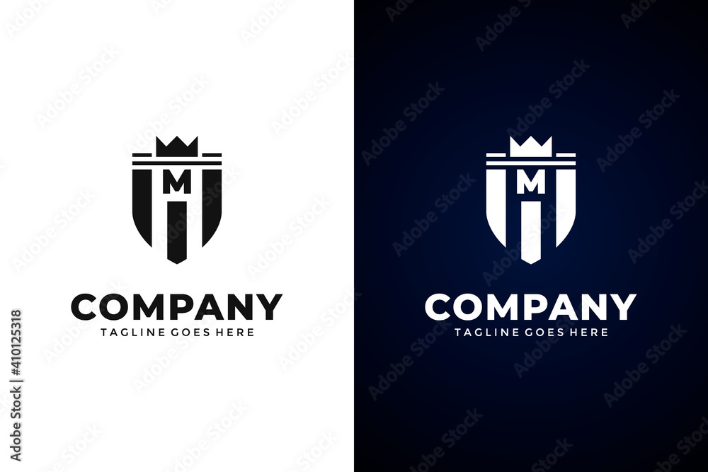Modern Shield and letter m logo template.Vector shield emblem design ...