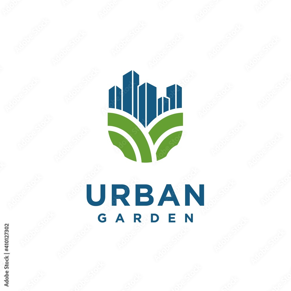 Urban garden, city farm logo design linear style. Vector illustration ...