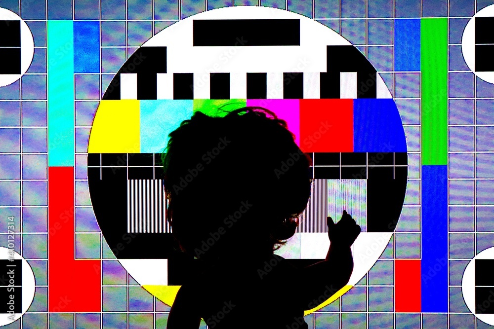 TV Test Pattern generated by a Monoscope, TV Static Noise Glitch Effect ...