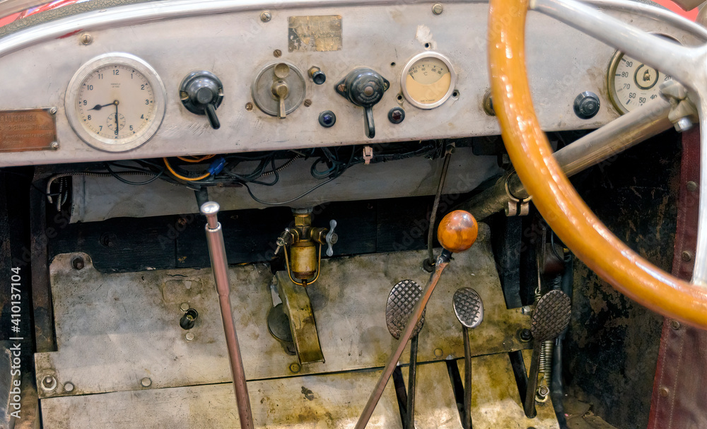 Cockpit of an old vintage car from the year 1925 Stock Photo | Adobe Stock