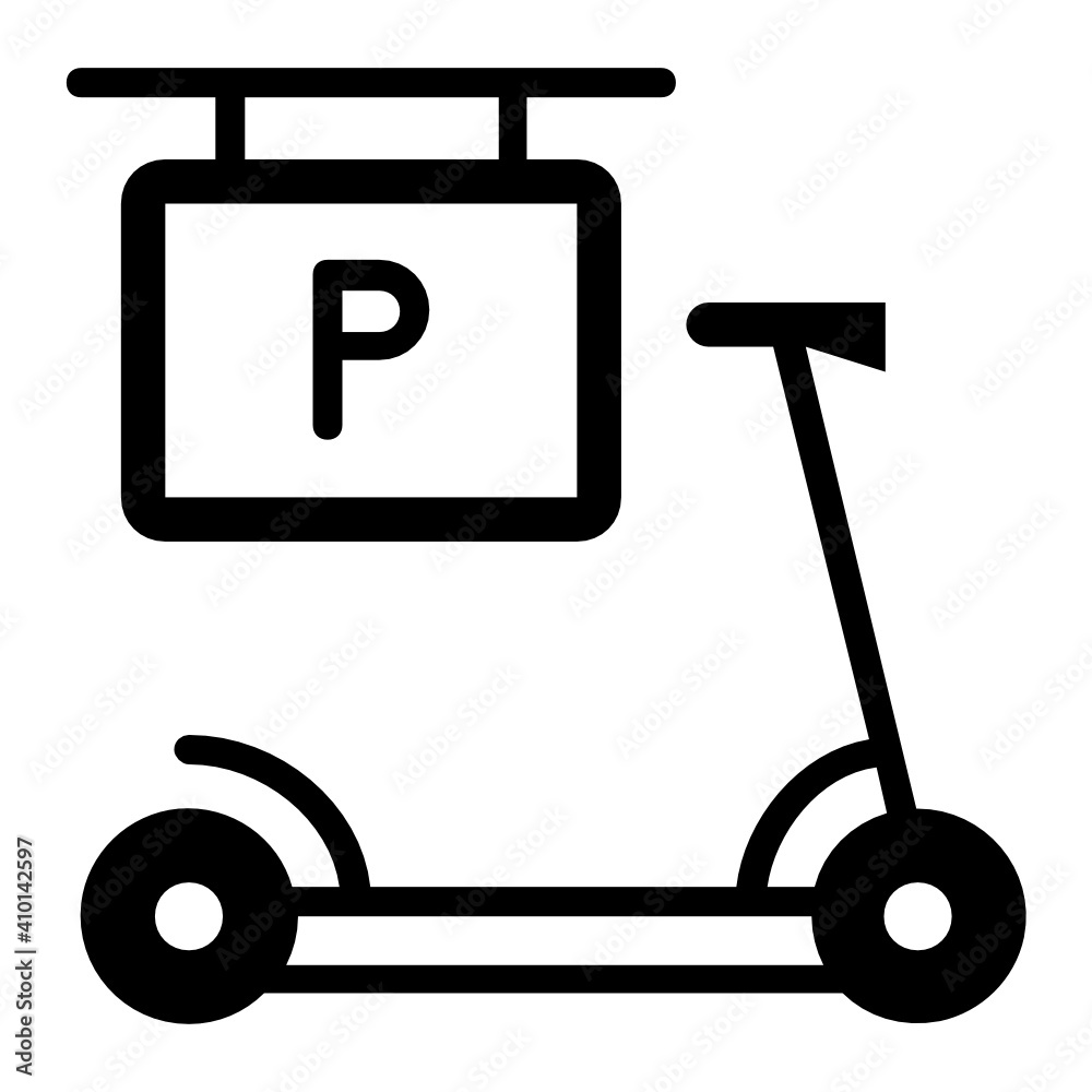 Kick Bike Station Vector glyph Icon Design, Green transport Symbol on ...