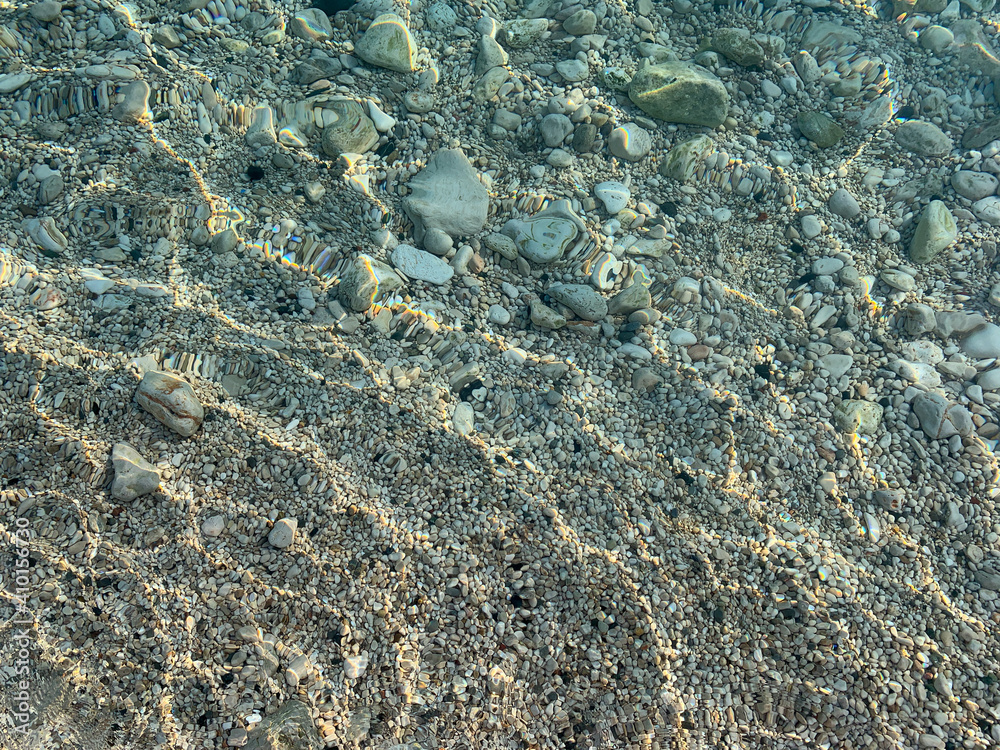 Transparent sea water texture, sea pebbles beach, water ripples Stock ...