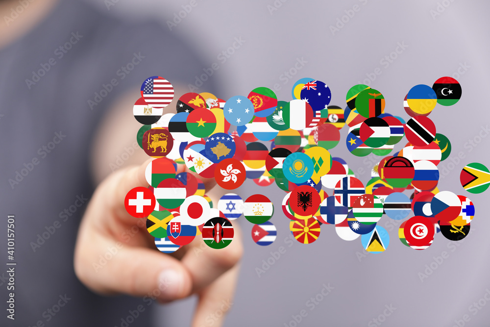 World map with all states and their flags Stock Photo | Adobe Stock