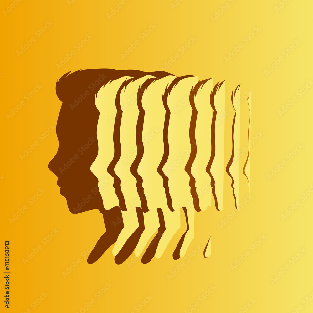 Slices of paper creating a silhouette shadow of a mans head shape ...