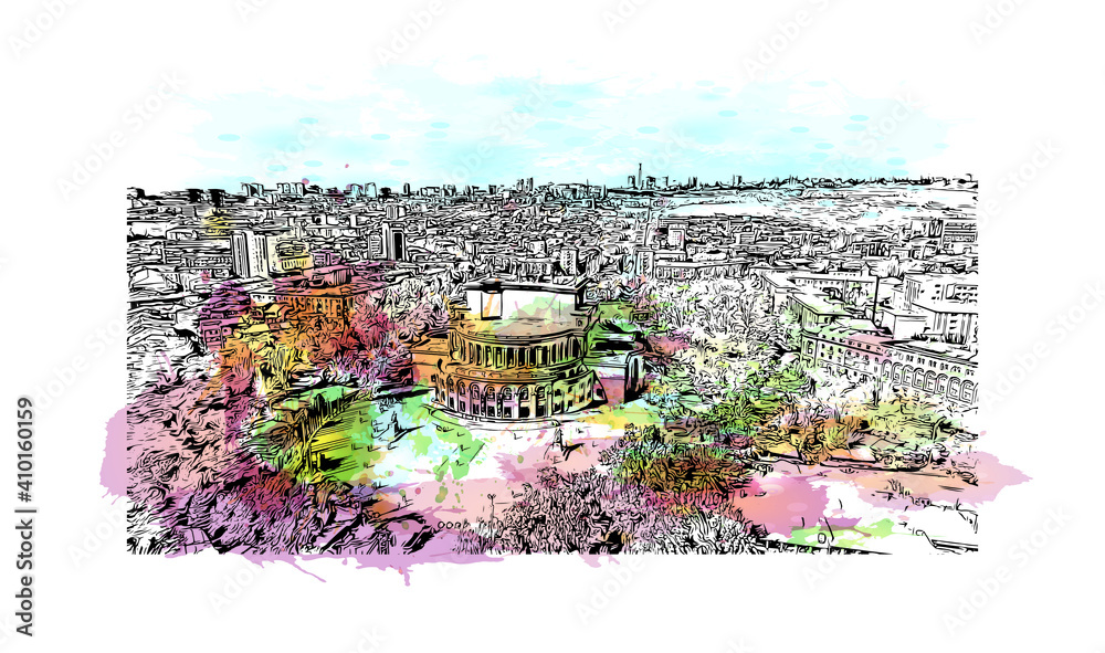 Building view with landmark of Yerevan is the capital of Armenia ...