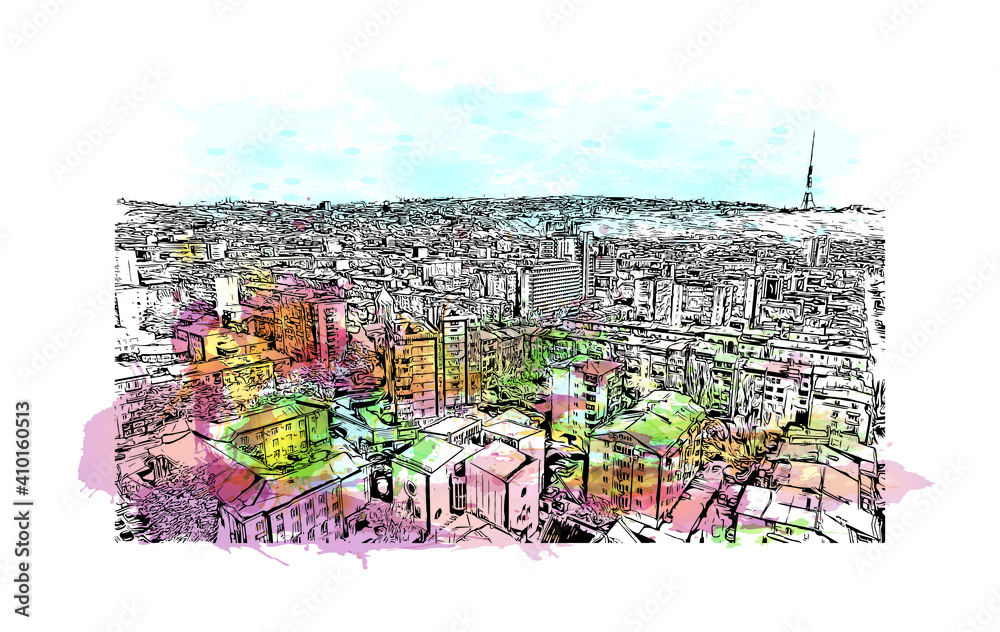 Building view with landmark of Yerevan is the capital of Armenia ...