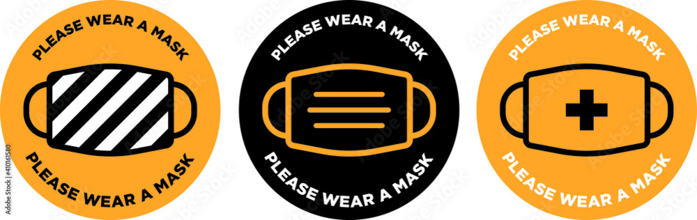 Please wear mask icon vector signage Stock Vector | Adobe Stock