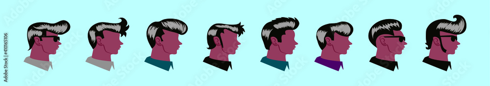 set of greaser cartoon icon design template with various models. vector ...