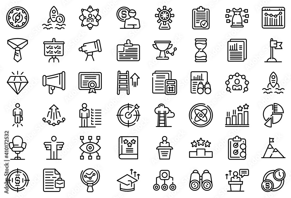 Successful career icons set. Outline set of successful career vector ...