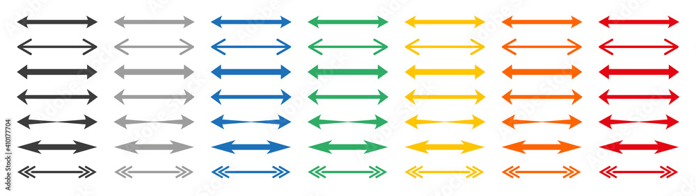 Set of colour double arrows. Double arrow icon, two side symbol, double ...