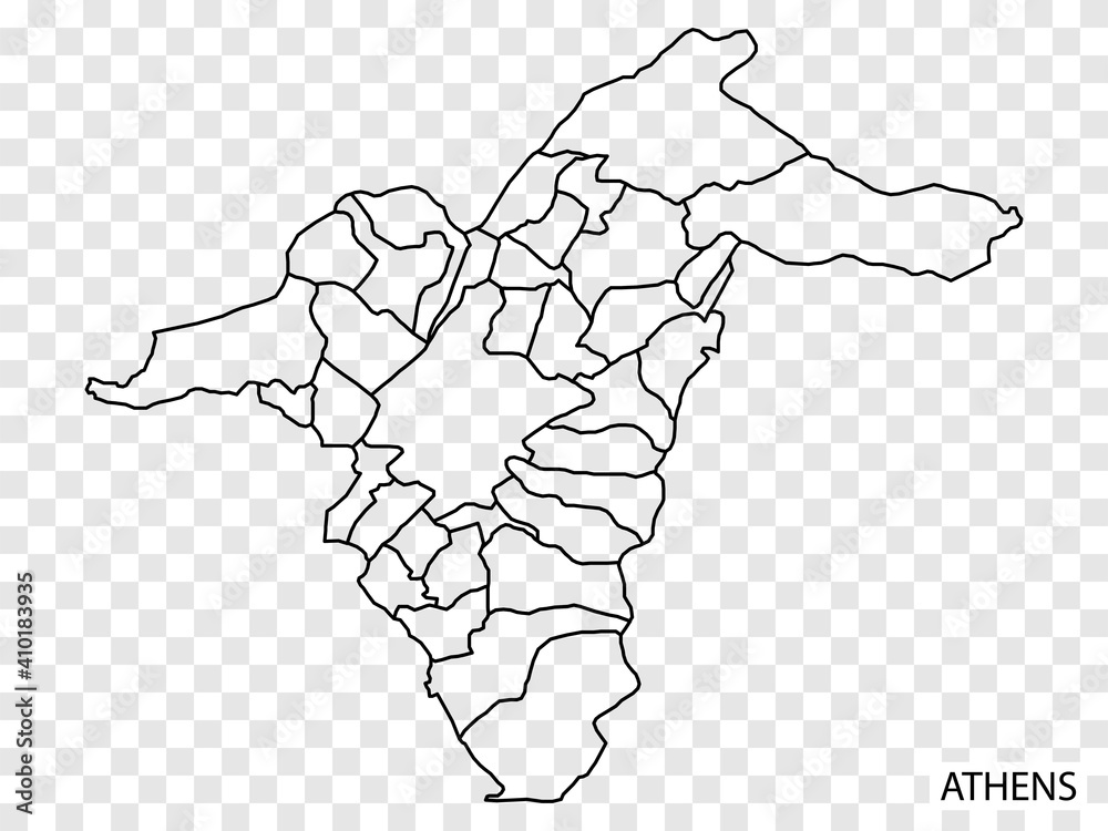 Vetor de High Quality map of Athens is a capital Greece, with borders ...