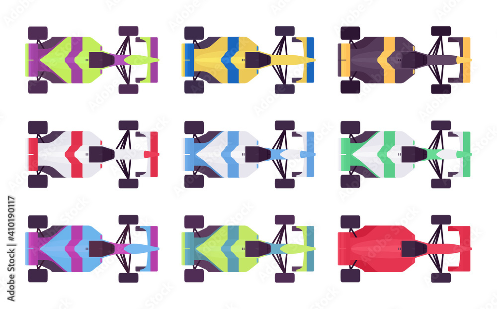 Car sport high speed set, race championship design, top view. Autocross ...