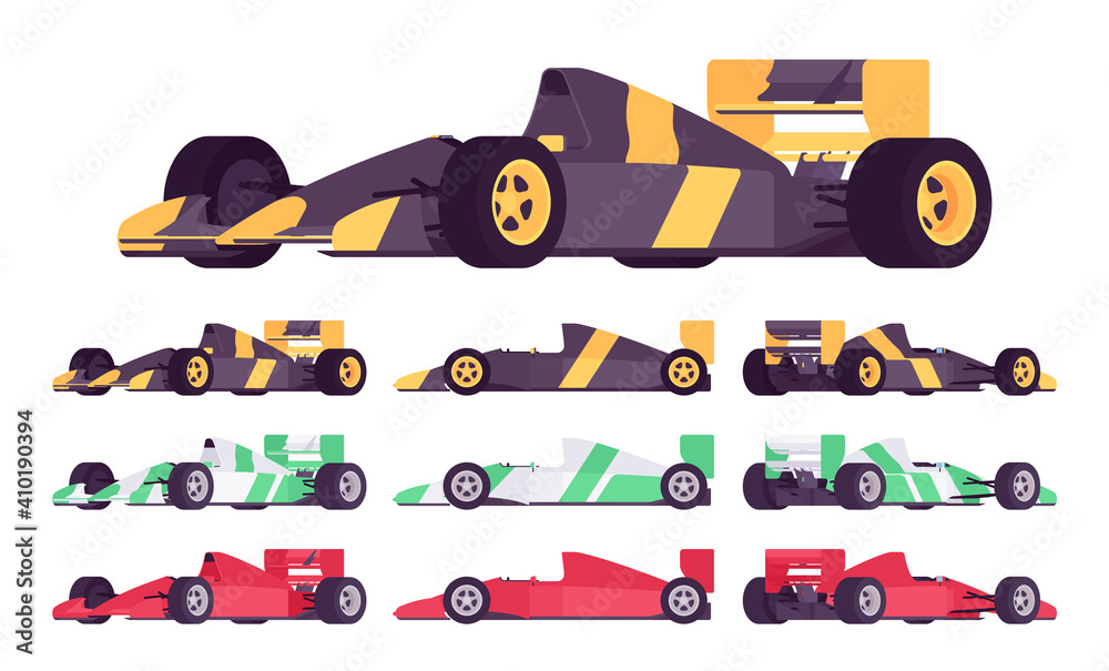 Sport car high speed motor race set in championship design. Autocross ...