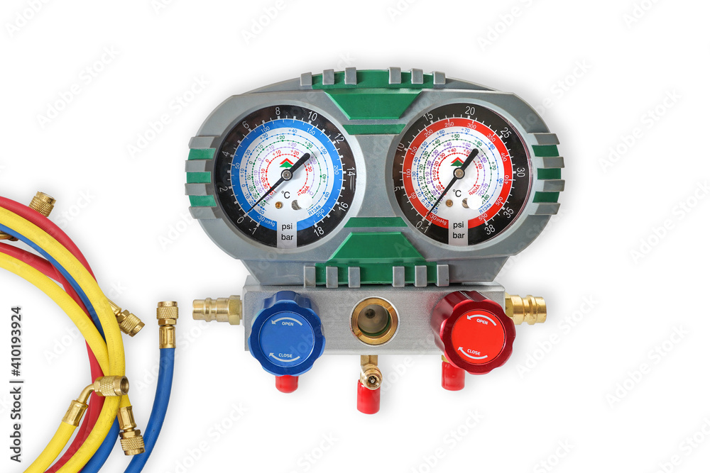 manometers on equipment for test and refueling of air conditioners ...