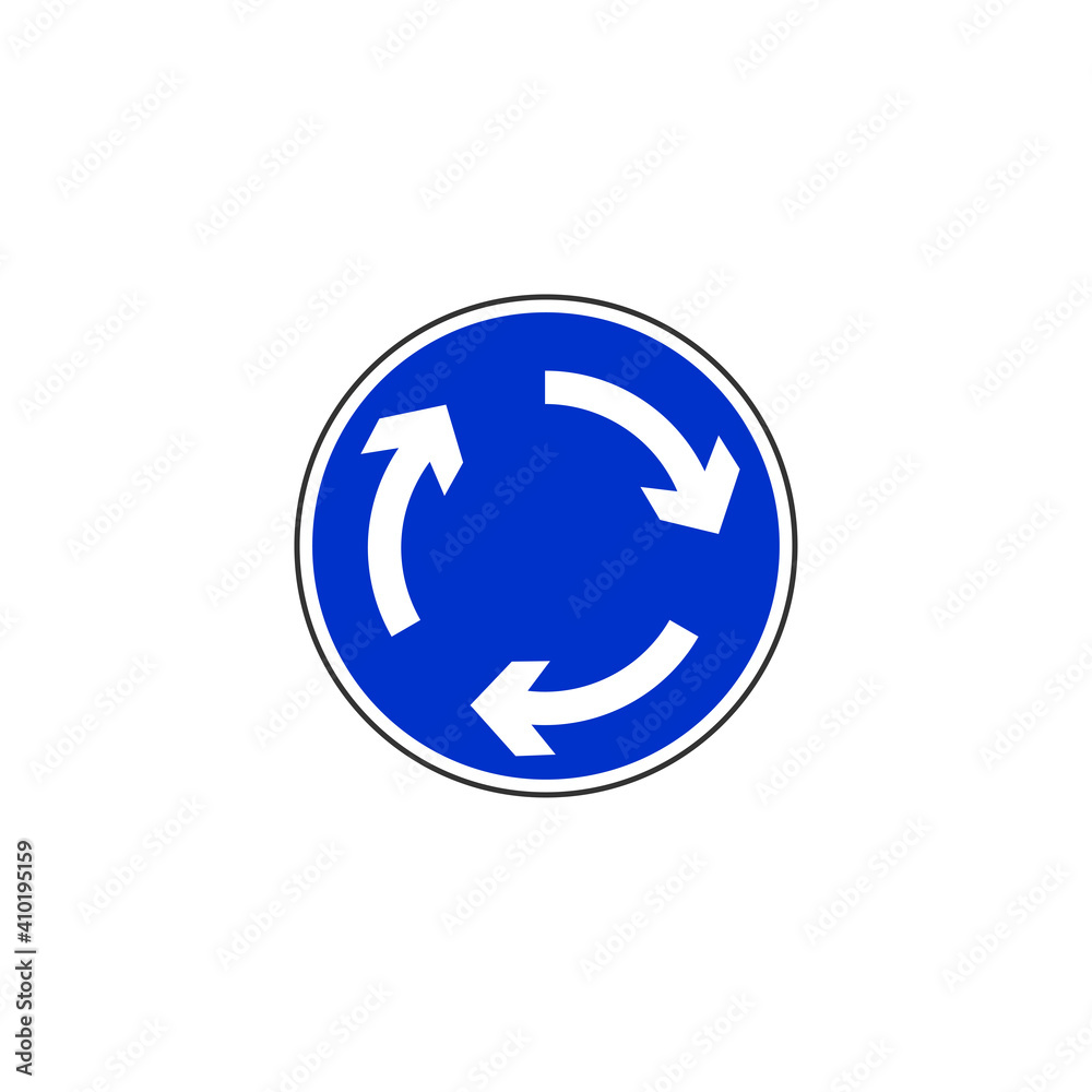 Roundabout circle road sign icon. Traffic signs symbol modern, simple ...