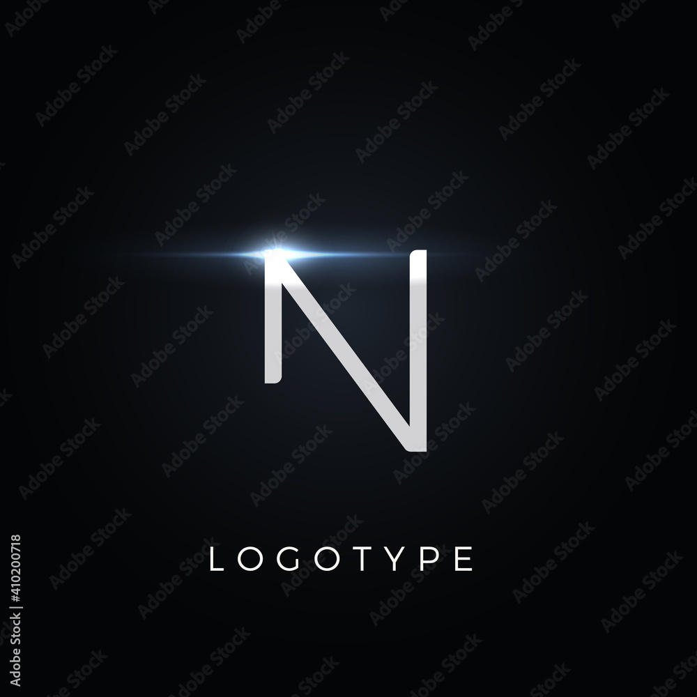 Futurism style letter N. Minimalist type for modern futuristic logo ...