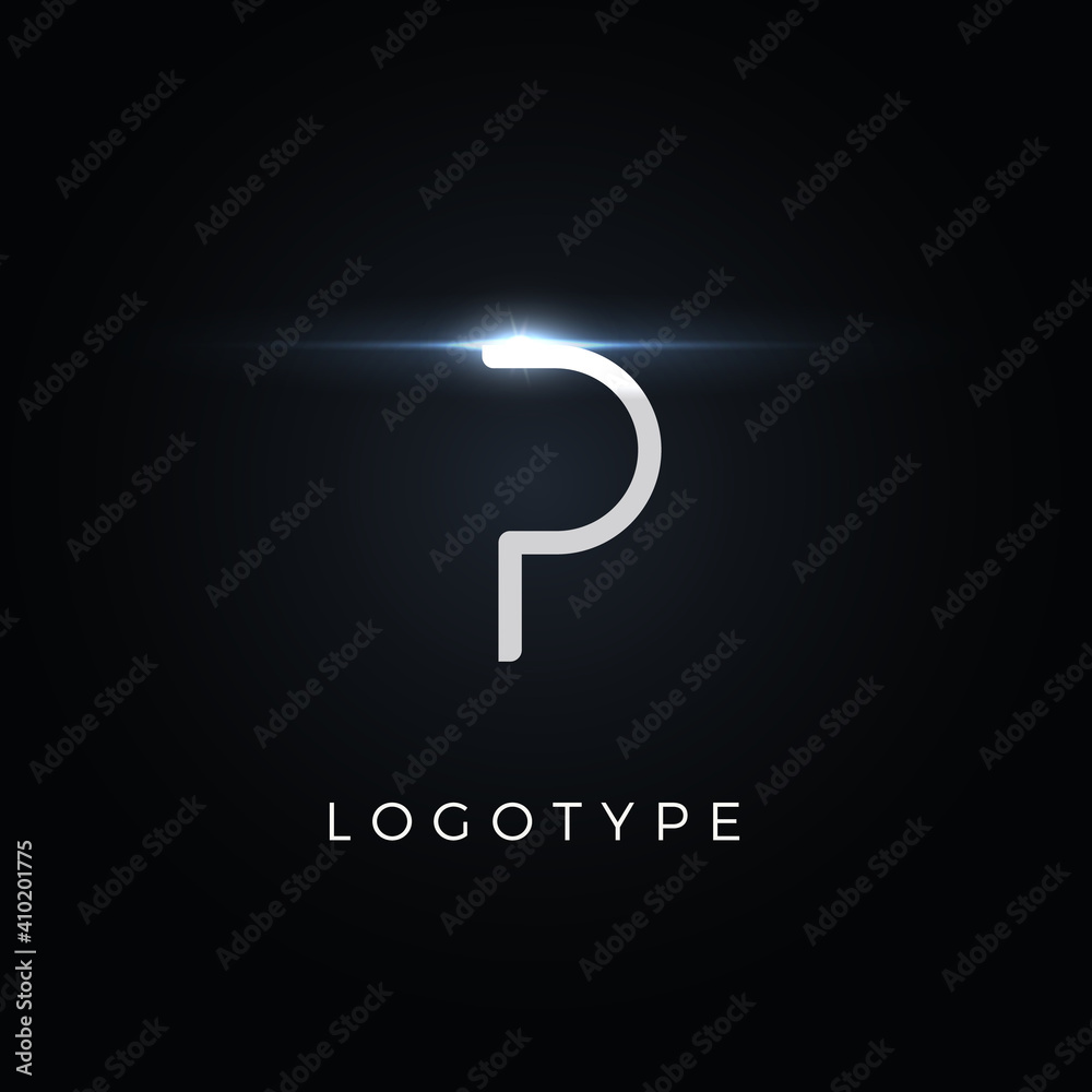Futurism style letter P. Minimalist type for modern futuristic logo ...
