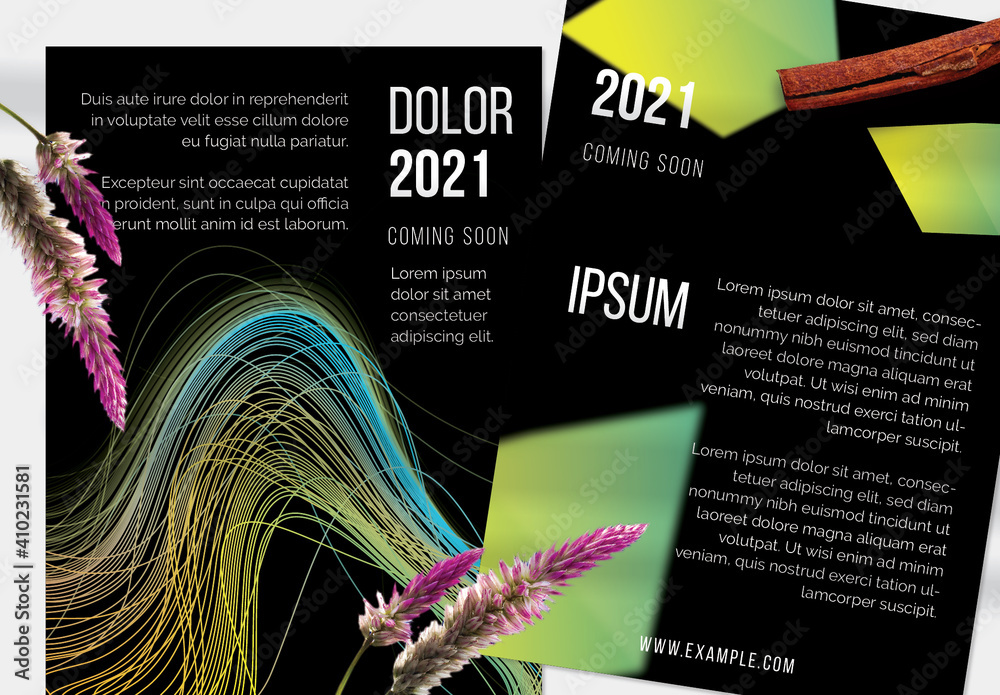 Flyer Layout with Motion Blur and Abstract Glowing Shapes Stock ...