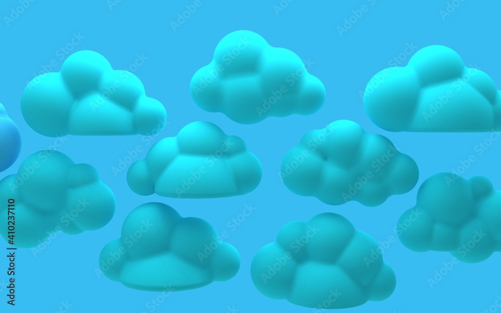 Render 3d de nubes unicolores. Fondo tridimensional. Diseño de forma de ...