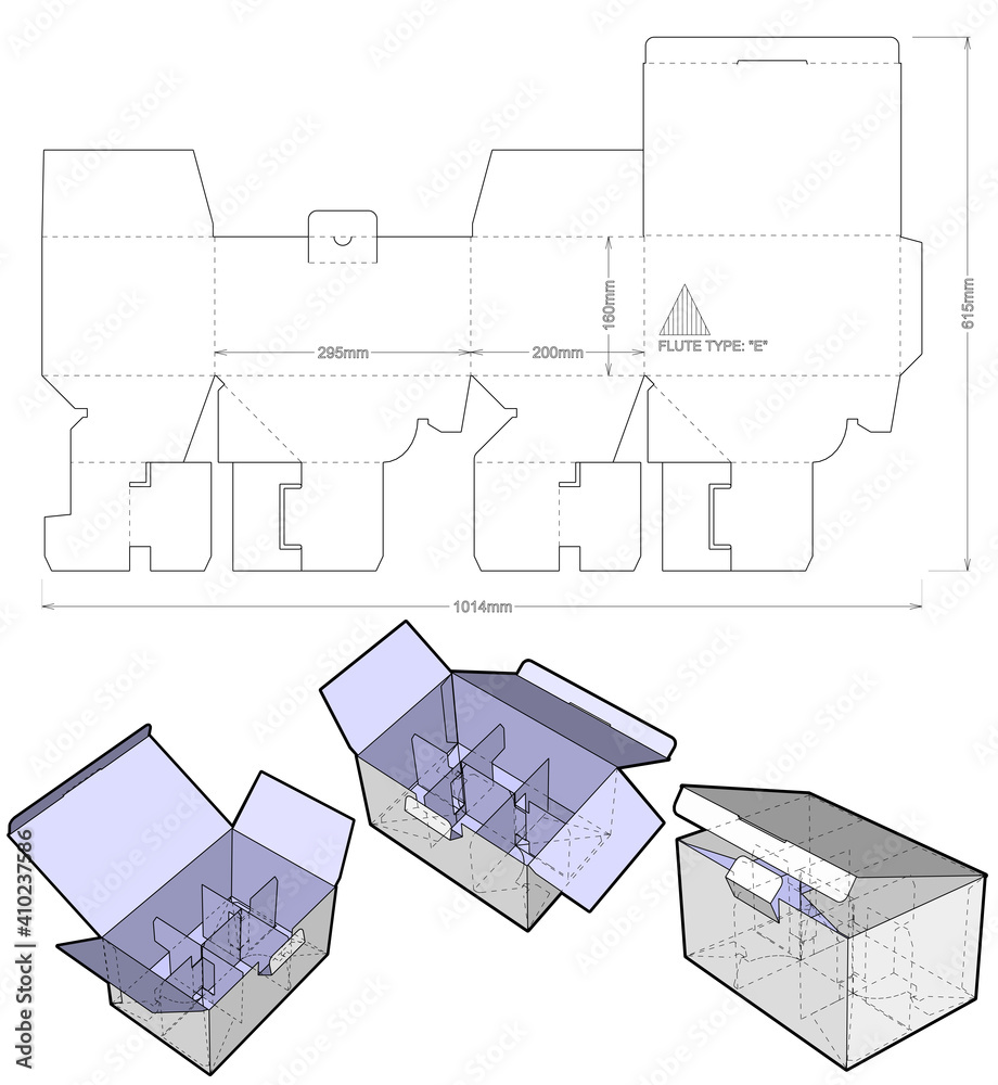 Glass Storage Box with Die Line Template. The .eps file is full scale ...