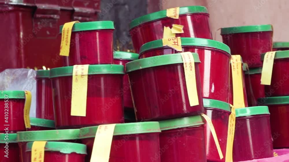 Kum Kum Red powder used for religious markings in Hinduism, India Stock ...