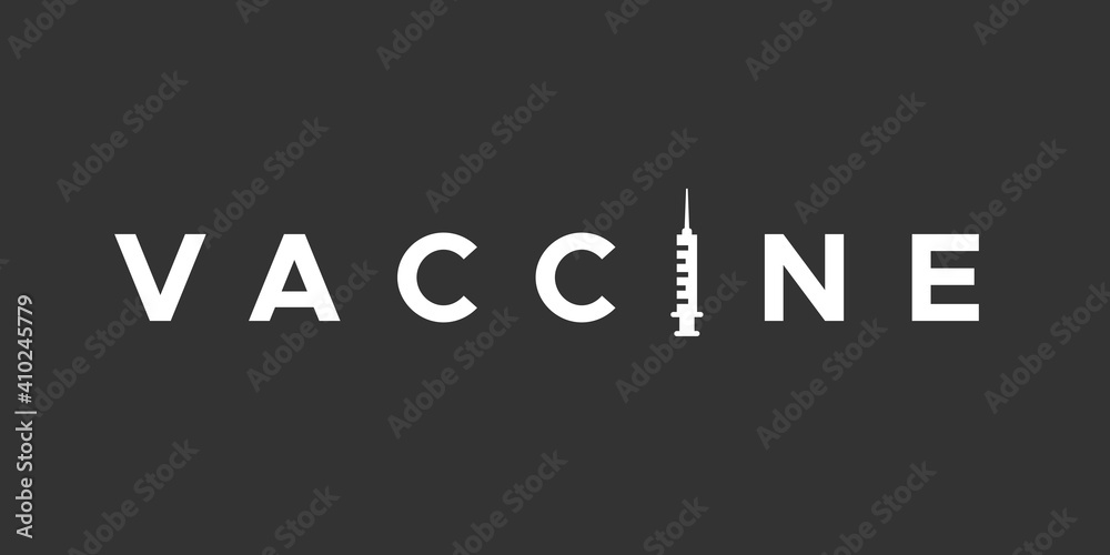 Vaccine. The word vaccine with the letter "i" replaced by a syringe ...