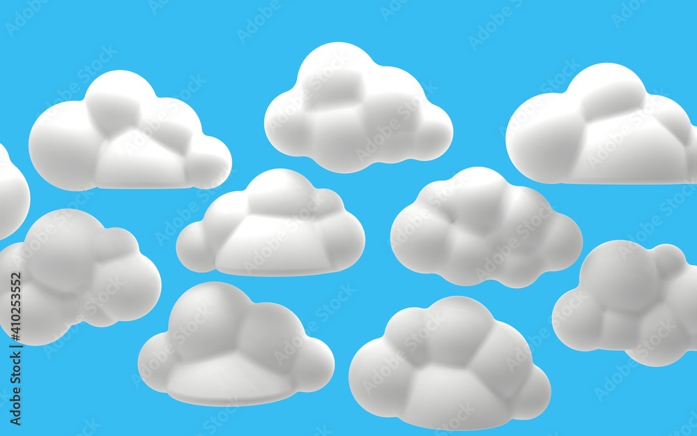 Render 3d de nubes unicolores. Fondo tridimensional. Diseño de forma de ...