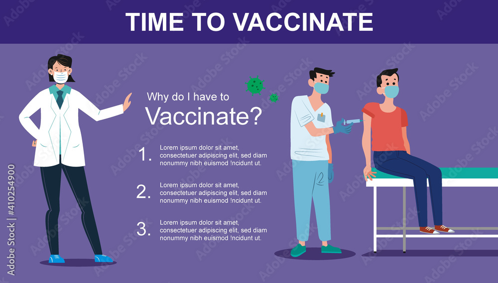 Infographic poster on a purple background about Covid-19 vaccination ...