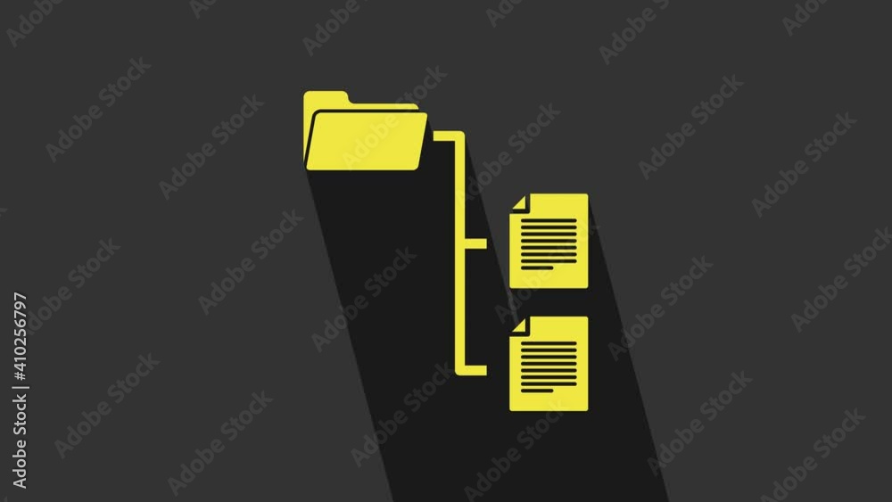 Yellow Folder tree icon isolated on grey background. Computer network file folder organization ...