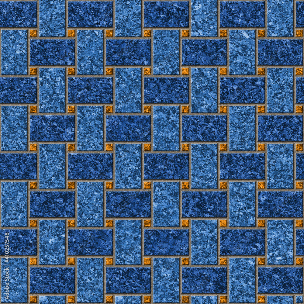 Rendering tiles for bathroom or kitchen interior design. Vintage. Blue ...