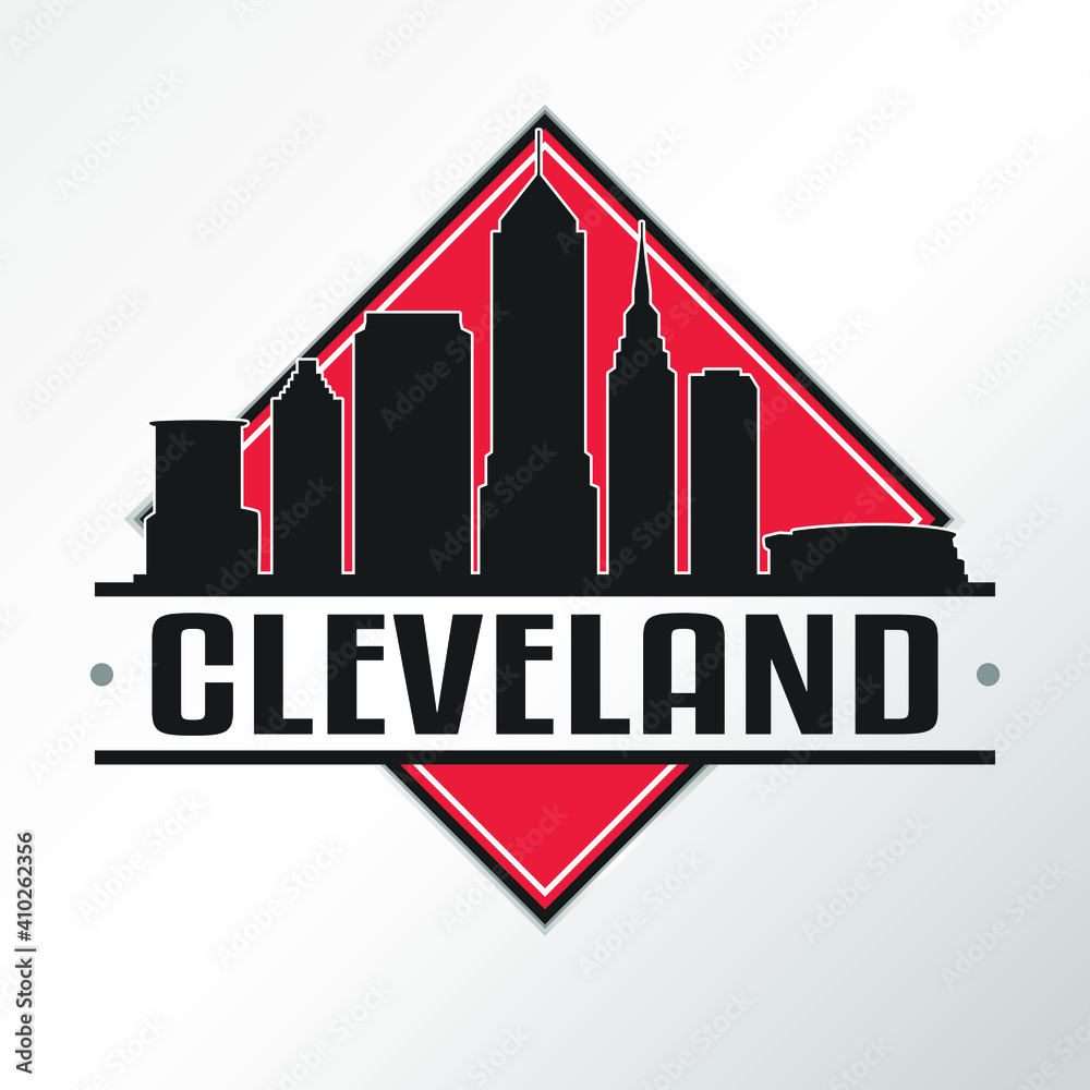 Cleveland Ohio Skyline Logo. Adventure Landscape Design. Vector ...