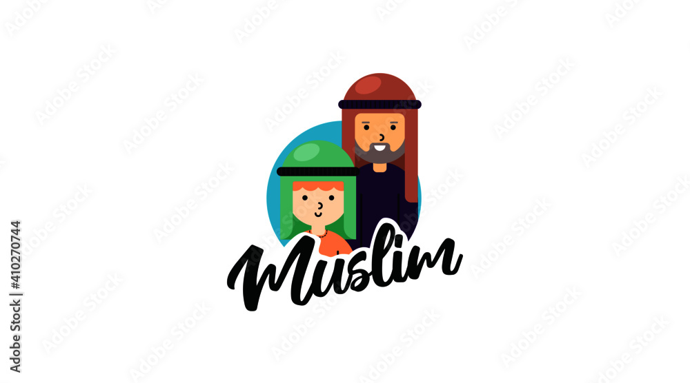 Muslim cartoon logo concept isolated in white background. Stock Vector ...