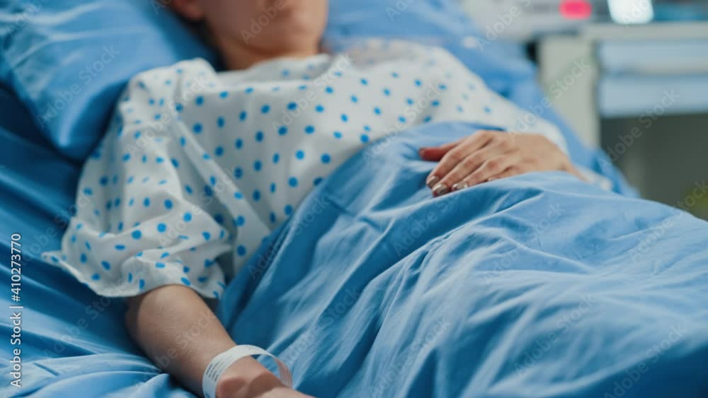 Hospital Ward: Portrait of Beautiful Young Woman Sleeping in Bed, Fully ...