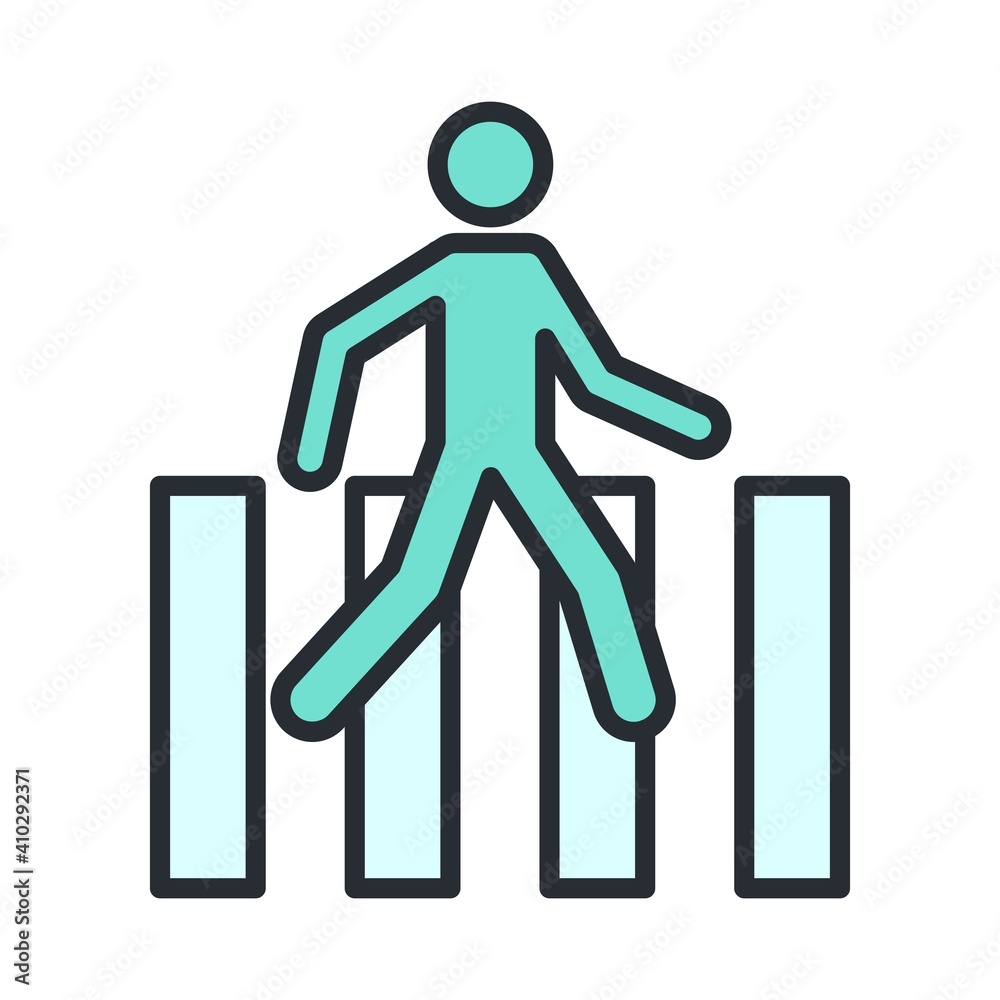 Pedestrian crossing crosswalk flat icon symbol. Isolated on white ...