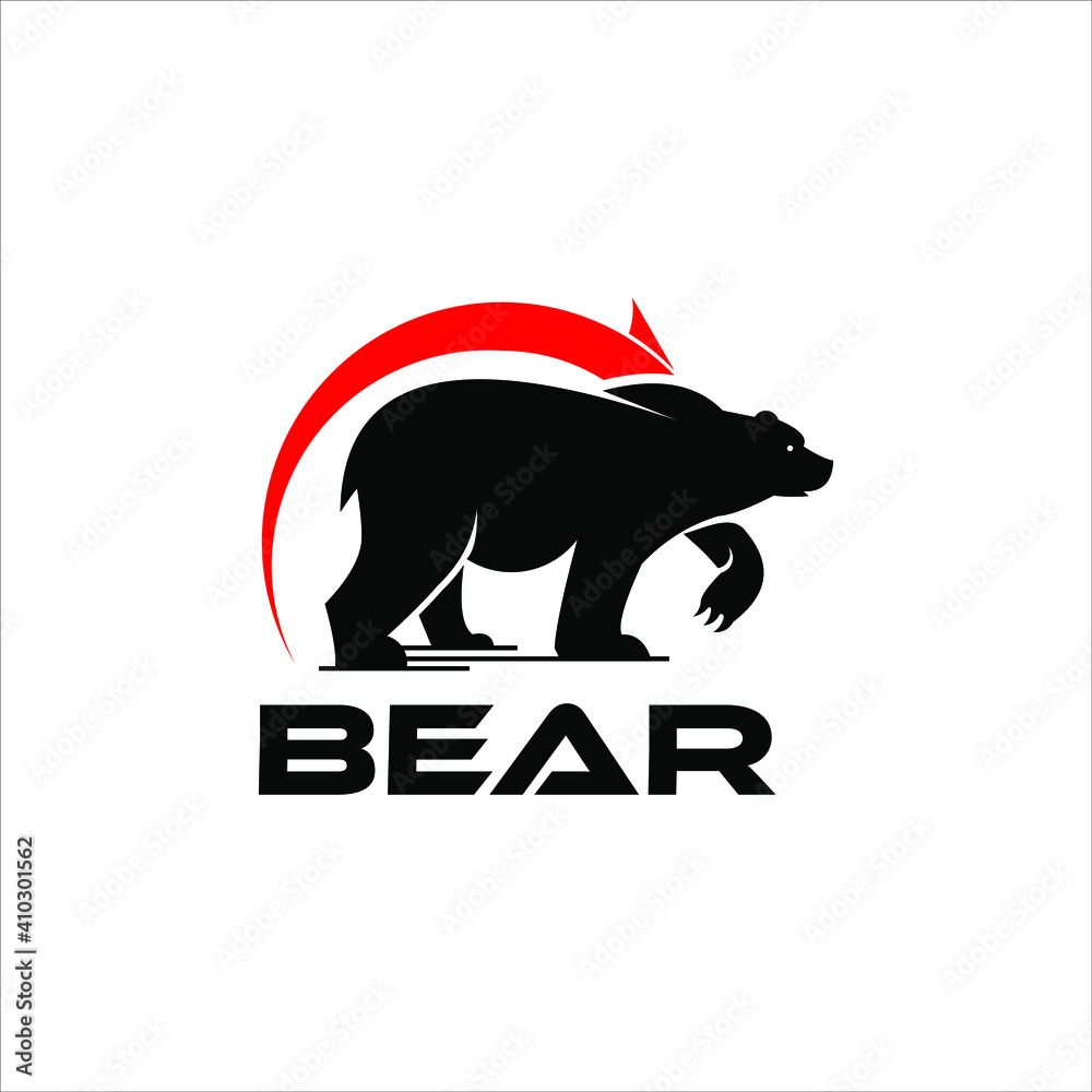 Logo bear market trading animal vector silhouette business and ...