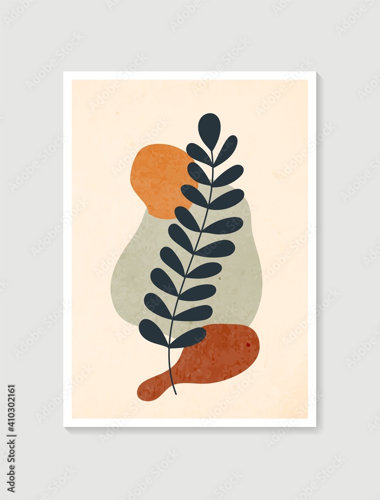Contemporary art posters in pastel colors. Botanical wall art vector ...