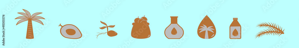 set of palm oil cartoon icon design template with various models ...
