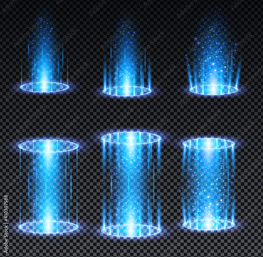 Blue hologram portal. Magic fantasy portal. Magic circle teleport ...
